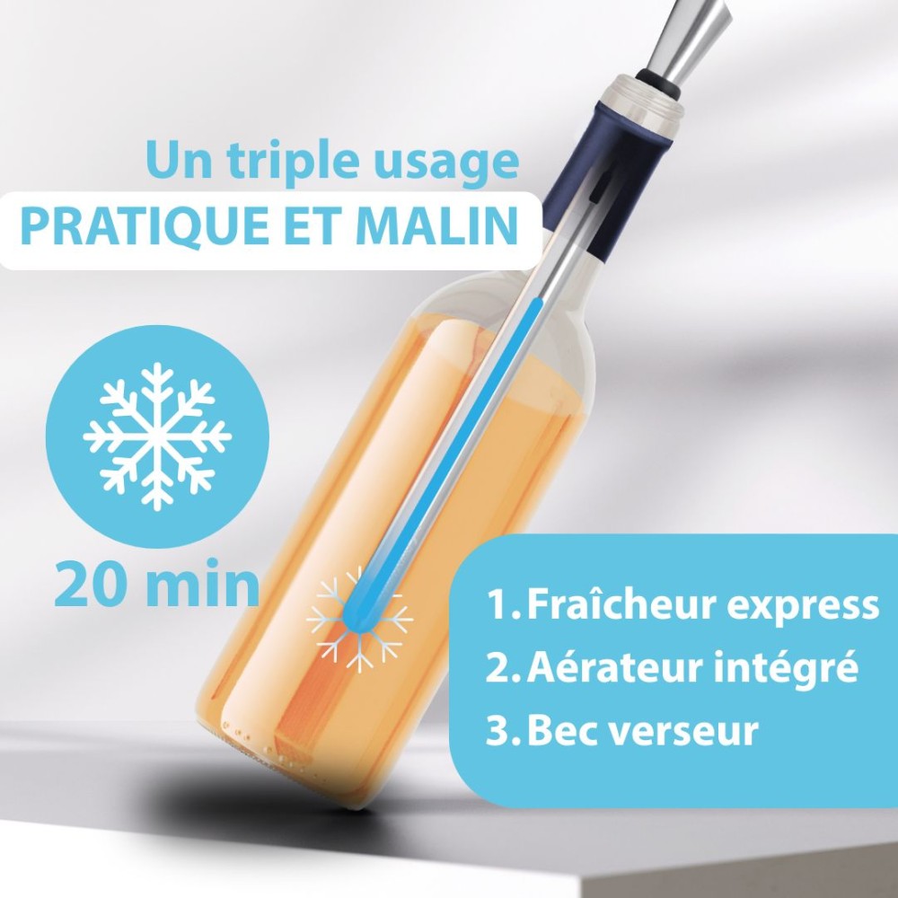 Rafraîchisseur de vin en inox avec bec et aérateur | MAGIC CHILLER ...